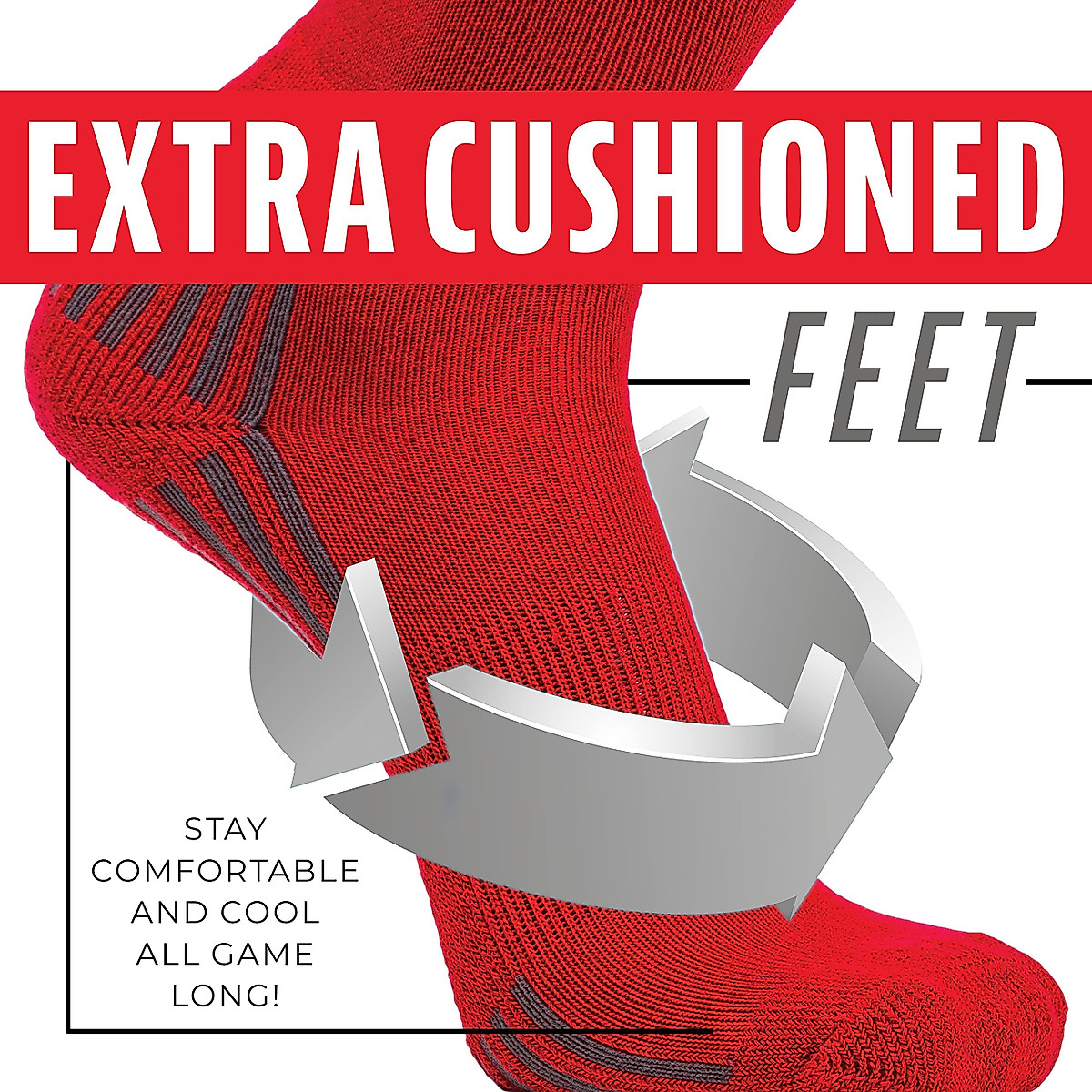 Franklin Sports Baseball + Softball Knee Socks for Kids - Tall Sports Socks - Youth Small, Red