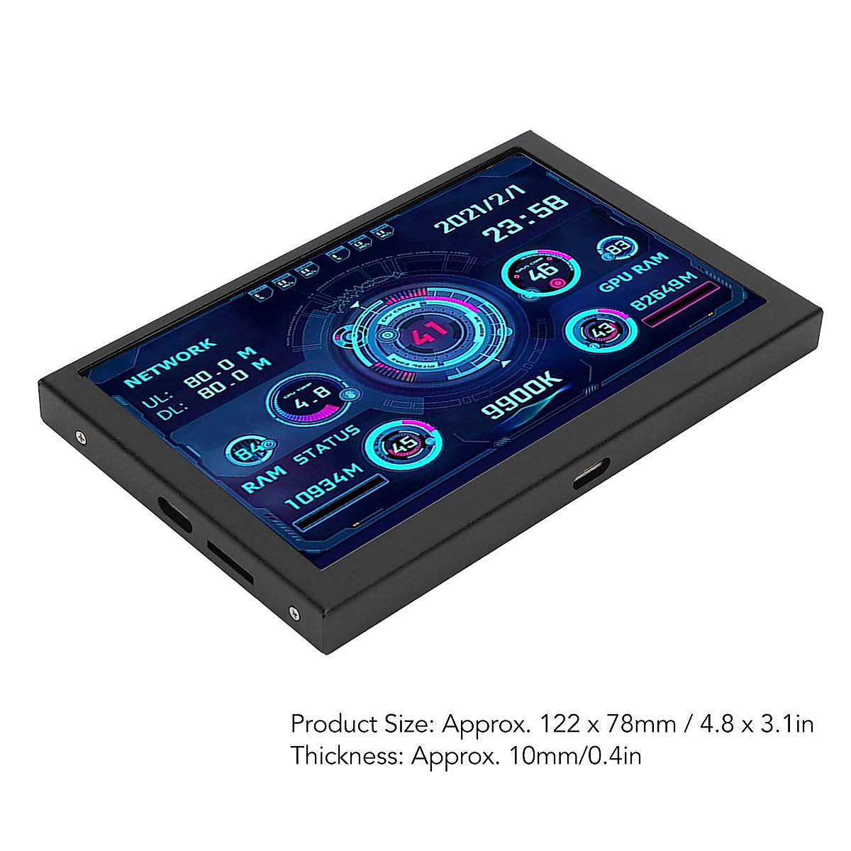 5in inch IPS USB Mini Screen AIDA64 PC CPU RAM HDD Data Monitor Computer Temperature Display Type-C Sub Screen, computer temp monitor pc temperature display mini display pc cpu data monitor mini