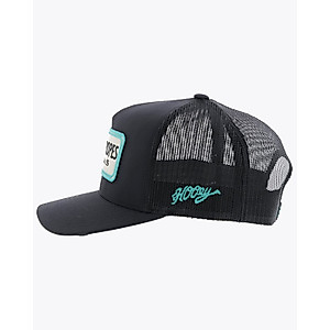 HOOEY Adjustable Snapback Trucker Hat with Cactus Ropes Logo (Black)
