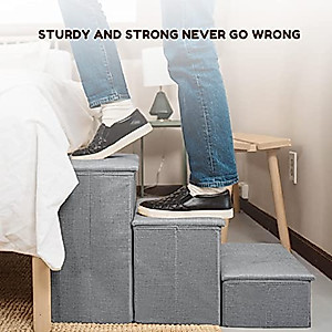 PET AWESOME Dog Stairs with Storage and Adjustable Steps for a Puppy, Small or Medium Dog