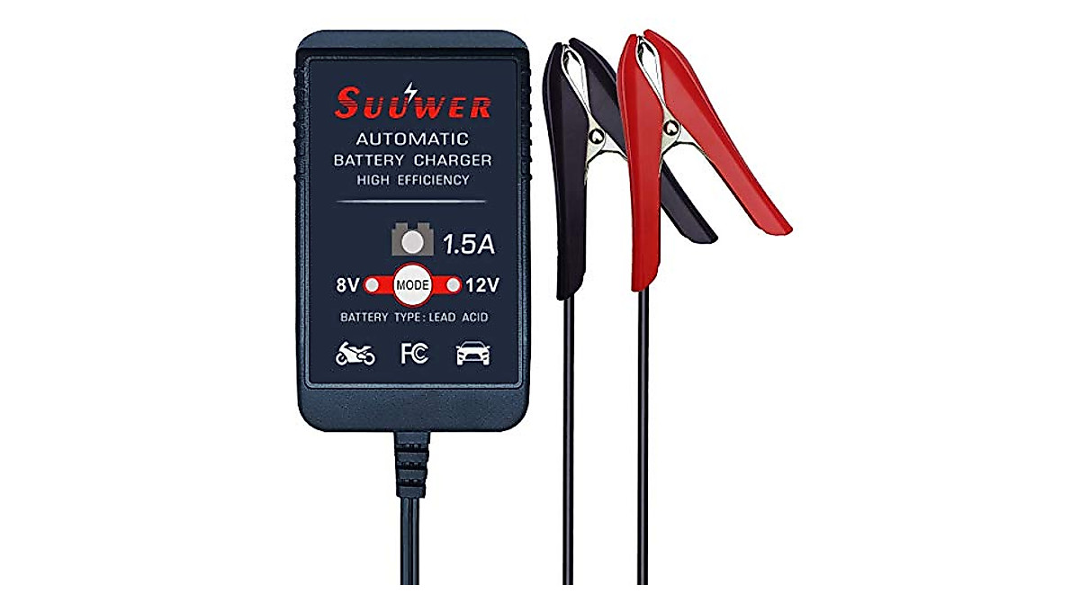 Suuwer 1.5-Amp Smart Battery Charger for Vehicles