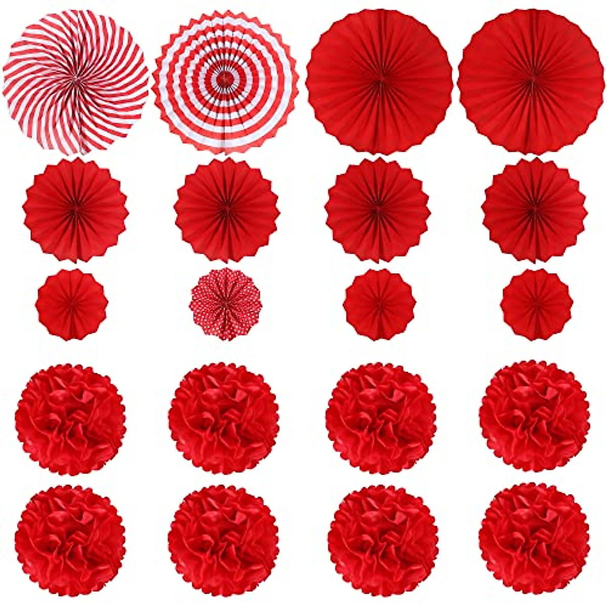 70pcs Valentines Day Red Hanging Paper Fans Decorations - Wedding Bachelorette Party Barbecue Birthday Party Holidays Picnic Circus Carnival New Years Valentines Day Party Photo Booth Backdrops Decorations