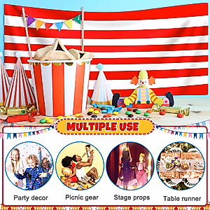 Boao 2 Pcs Carnival Circus Party Supplies Red and White Striped Aisle Runners Carnival Theme Party Floor Decor 24 in x 10 ft for Birthday Carnival Party Decorations