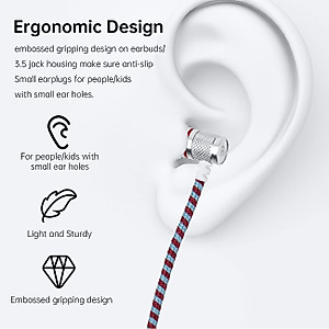 URIZONS Wired in-Ear Headphones Colorful Braided Cable - 3.5mm Jack Built-in Mic, Adjustable Volume, Sweat & Dirt Resistant, Tangle-Free, Compatible with All 3.5mm Devices