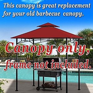 Strong Camel 5FT x 8FT Double Tiered Replacement Canopy Outdoor Grill BBQ Grill Gazebo Replacement Canopy Roof (Burgundy)