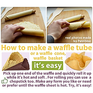 PetriStor Waffle Maker Round Has Nonstick Coating Size 8 in - Waffle Cone Maker - Krumkake Iron - Wafer Maker - Waffle Cone Maker Machine - Stroopwafel Maker - Ice Cream Cone Maker