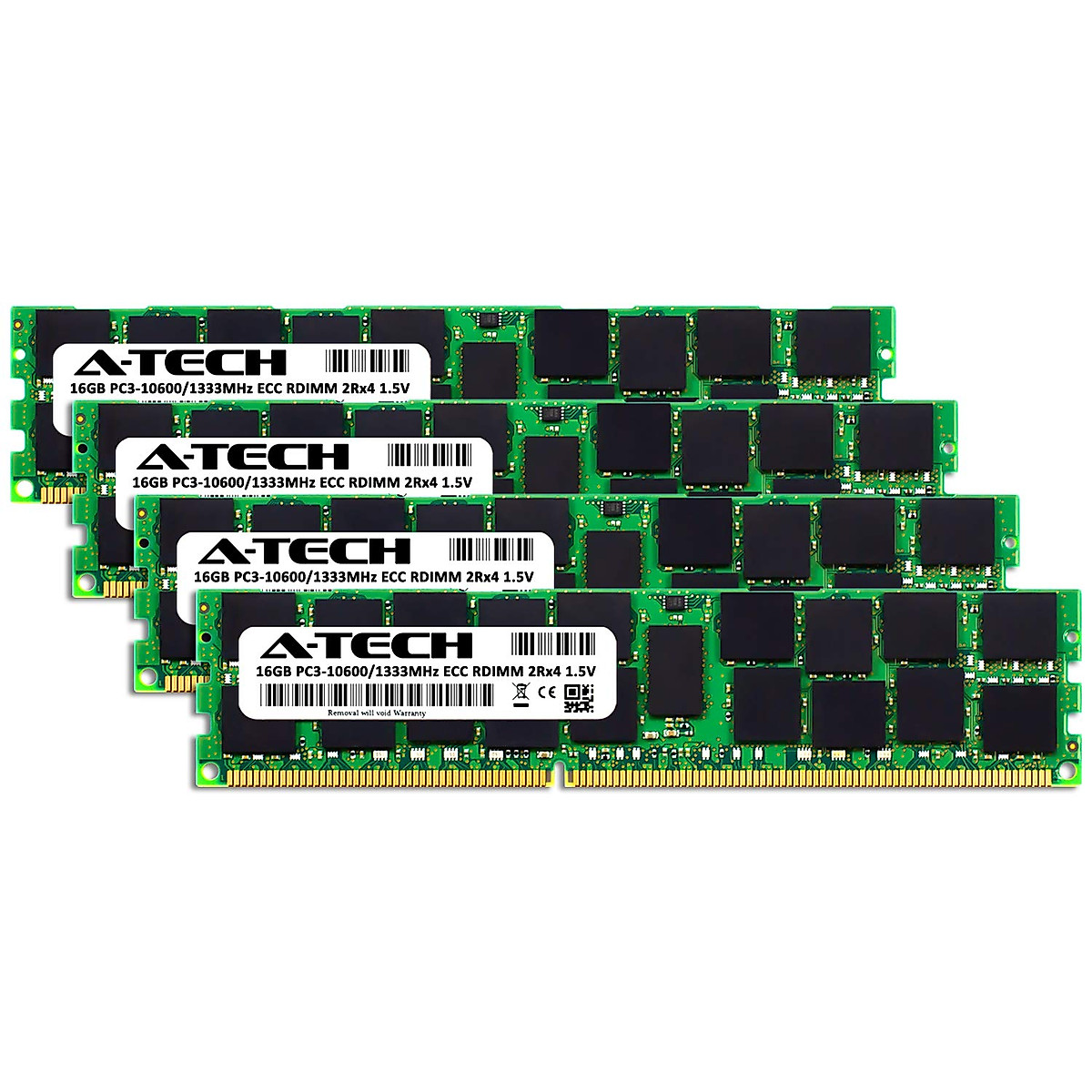 A-Tech 64GB (4x16GB) RAM for Dell PowerEdge R410, R415, R510, R515, R610, R710, R715, R810, R815, R910 | DDR3 1333MHz ECC-RDIMM PC3-10600 2Rx4 1.5V ECC Registered DIMM Server Memory Upgrade Kit