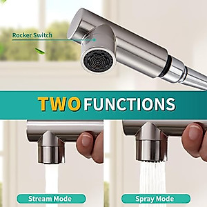 Bar Sink Faucet, Bathroom Sink Faucet with Pop-up Drain, Kitchen Faucets with Pull Out Sprayer for RV/Camper/Bar Utility Faucet Brushed Nickel YardMonet