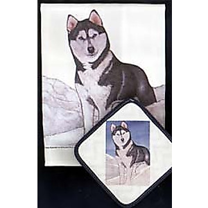 Animal Den Siberian Husky Dish Towel & Potholder