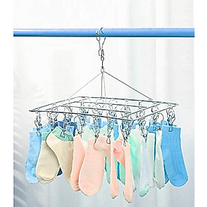 Clothes Drying Racks Clothes Clip Hangers with 36 Clips,Stainless Steel Hangers Clip Dry Hanger Laundry Rack for Drying Lingerie,Bras,Socks,Underwear,Baby Clothes,Brief,Scarf,Diaper,Towel (1 Pack)