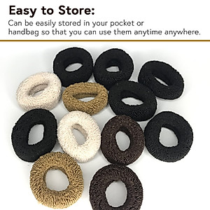 MARY LAVENDER Large Stretch Seamless Terry Cloth Hair Ponies Elastics Ponytail Holders Knit Hair Scrunchies for Thick Hair, Hair Accessories for Women, Girls, Kids - 12 Pcs