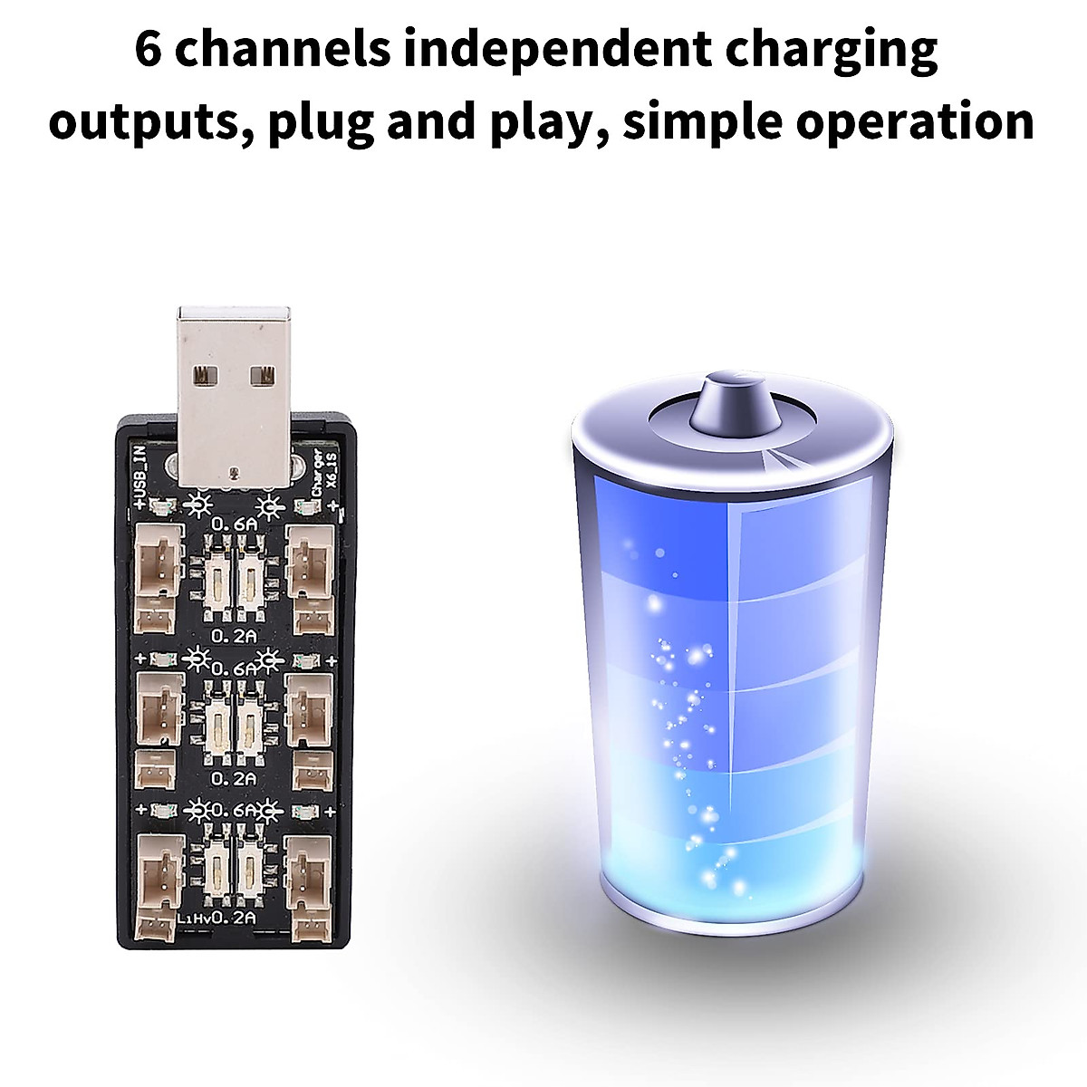 Battery Charger Module, USB to 3.7V Battery Charger Charging Accessory Supporting 0.2A/0.6A for Lithium Li-ion Battery for Lithium Battery Charging