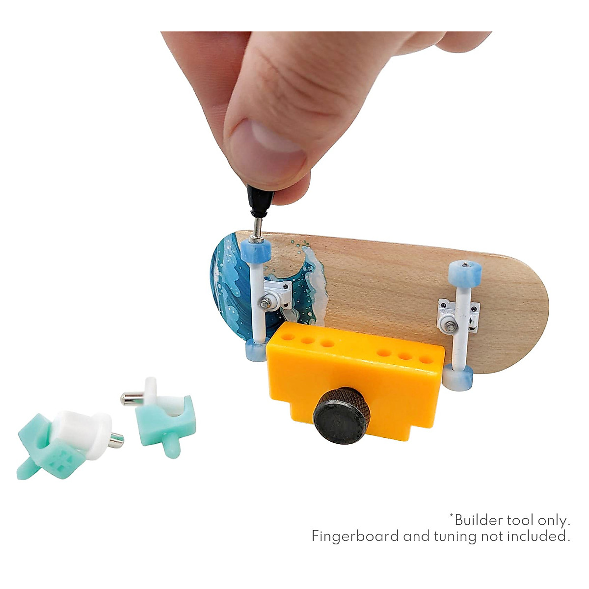 Teak Tuning Fingerboard Complete Builder Vise Tool - for Easy Truck Mounting & Tuning Adjustments - Zen Yellow Colorway