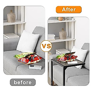 melos C Shaped End Table, C Tables for Couch, Snack Side Table for Sofa, Couch Tables That Slide Under, Small TV Tray Table for Living Room, Bedroom, Gray