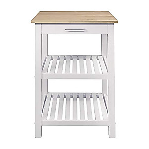 Casual Home Sunrise (Small) with Solid Harvest Hardwood Top Kitchen Island, 22.75"W, Natural&White