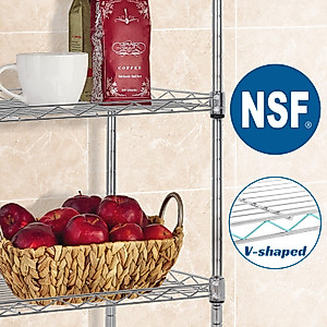 Dlewmsyic 5-Tier Storage Shelving Unit, NSF Shelf Rack Height Adjustable, Steel Organizer Wire Shelves for Small Places Kitchen Garage Pantry (Chrome, 21.5" L x 11.6" W x 47.6" H)