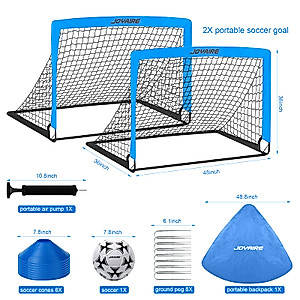 Soccer Goals for Backyard Set, Portable Kids Toddler Soccer Goal 2 of 4' x 3', Pop Up Soccer Net Soccer Training Equipment with Size 4 Soccer Ball, Carry Bag, Youth Games, Sports, Outdoor Play