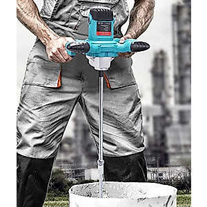 Portable Concrete Mixer 110V 2100W Electric Handheld 6 Gears for Thinset Cement Plaster Grout Paint Mud Mixing with 23.6" Stirring Rod (Blue)