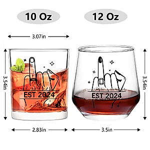 Futtumy Ring Finger Est 2024 Wine Glasses and Whisky Glasses, Wedding Gifts for Couples, Bridal Shower Gifts, Bride and Groom Gifts, Engagement Gifts for Couples Mr. Mrs. His Hers Bride To Be