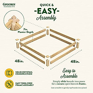 Greenes Fence Raised Garden Bed, 48" L x 48" W x 7" H, Cedar