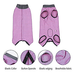 Dotoner Dog Recovery Suit Abdominal Wound Puppy Surgical Clothes Post-Operative Vest Pet After Surgery Wear Substitute E-Collar & Cone(L,Pink)