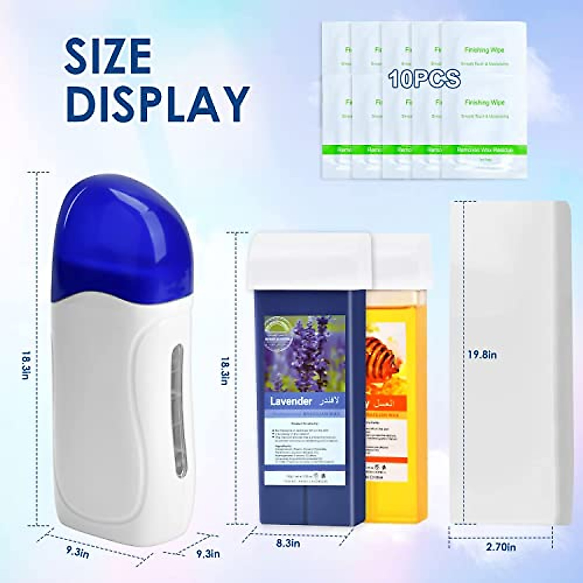 Xaninp Roll on Wax,Wax Warmer for Hair Removal,Wax Roller Kit for Arms Legs Hands Toes Back Chest Heated Roller Kit (blue)