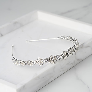 SWEETV Crystal Wedding Headband Silver Bridal Headpiece Jewelry Band Rhinestone Hairpiece Women Hair Accessories for Brides