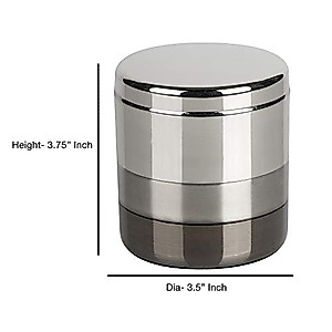 nu steel Triune Bath Accessory Set Vanity Countertop, 7 Piece Luxury Ensemble - Cotton Swab, soap Dish, Toothbrush Holder, Tumbler, soap Pump, Waste Basket, Tissue Box - Shiny, Brushed & Black Nickel