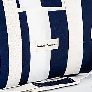 Business & Pleasure Co. Holiday Cooler Tote Bag - Cute Vintage Beach Tote Bag - Totes Drinks or Beach Essentials - Leakproof Lining - Navy Crew Stripe, 42L