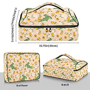 Kcldeci Insulated Thermal Food Carrier Insulated Casserole Carrier for Hot or Cold Food,Crocodile and Oranges Insulated Tote Bag for Potluck Cookouts Parties Picnic,Lasagna Lugger
