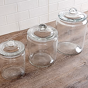 Restaurantware Vetri 1.6 Gallon Glass Storage Jar 1 Dishwashable Glass Cookie Jar - Airtight Seal Wide Opening Clear Glass Candy Jar Knob Handle Lid For Kitchen Laundry Or Storage