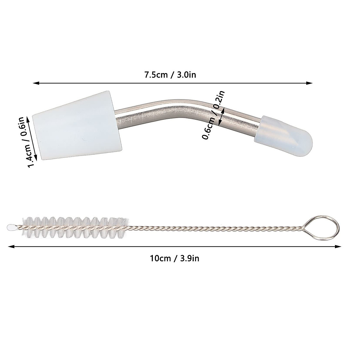 Stainless Steel Extended Kettle Spout with 10cm Brush, Coffee Kettle Spout for Home Kitchen Outdoor Use