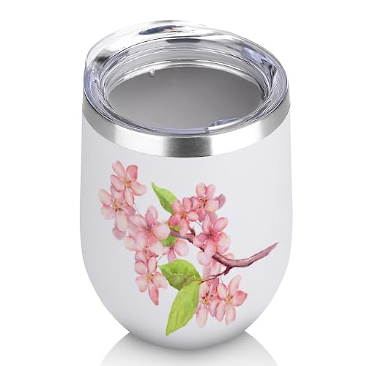 silichee 20 Oz Stainless Steel Wine Tumbler with Lid Apple Blossom Cherry Tree Flowers Insulated Tumblers Vacuum Coffee Mugs for Hot and Cold Drinks,Coffee,Wine