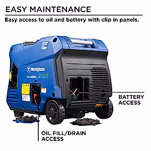 Westinghouse 4500 Peak Watt Super Quiet Dual Fuel Portable Inverter Generator, Remote Electric Start, Gas & Propane Powered, RV Ready 30A Outlet, Parallel Capable,Blue/Black