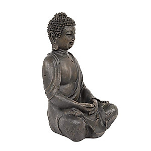 Alpine Corporation 15" Tall Indoor/Outdoor Meditating Buddha Statuary Décor