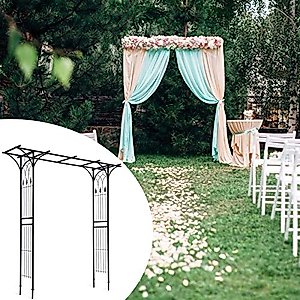 Giantex Metal Garden Arch, Wedding Arbor for Ceremony, Pergola Arbor Garden Trellis for Various Climbing Plant, Bridal Party Decoration Arbor for Outdoor Lawn Backyard