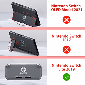 oqpa for Nintendo Switch Lite 2019 Case for Girls Boys Kids Cute Kawaii Anime Cartoon Character Design Cool Fun Protective Cases Hard Shell Cover with Screen Protector Glass for Switch Lite,Kirb