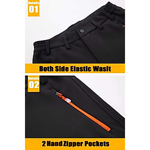 MAGCOMSEN Hiking Pants Mens Waterproof Pants for Men Softshell Winter Pants for Men Ski Pants Snowboard Pants for Men Lt Grey