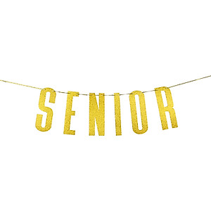 INNORU Gold Glitter Senior Banner for Congrats Grad Banner - High School College Graduation Party Bunting Decoration