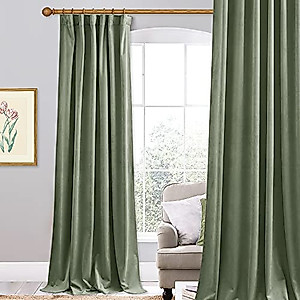 StangH Sage Green Curtains 84 inches, Super Soft Thick Velvet Drapes for Nursery Bedroom Thermal Insulated Privacy Doorway for Home Office/Bathroom, W52 x L84 inches, 1 Panel