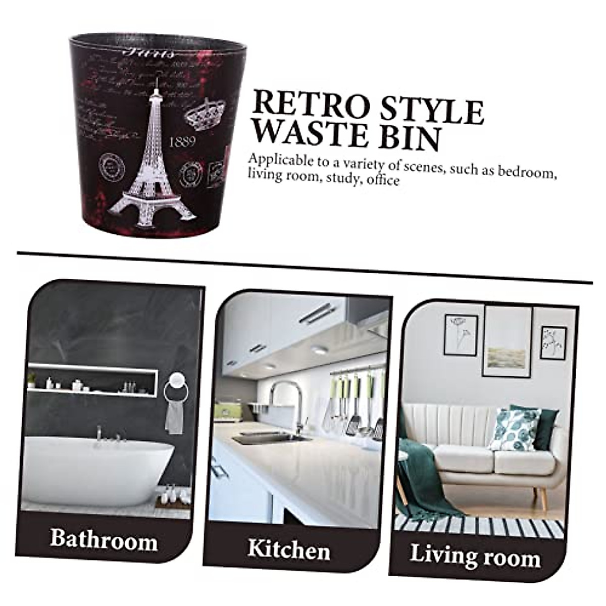 CHILDWEET Vintage Desk Trash Can Multi-Functional Waste Can Desktop Pen Holder Tabletop Mini Garbage Can for Office or Bedroom