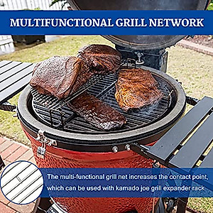 VANKEY 24’’ Half Moon Stainless Steel Cooking Grate for Kamado Joe BJ-HCIGRIDDLE ，XLarge Big Green Egg Grill Grids Grates ，Kamado Joe Big Joe Reversible Griddle Accessories