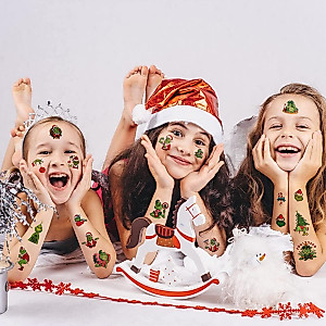 12 Sheets Christmas Temporary Tattoos for Kids, Christmas Birthday Party Supplies Winter Christmas Party Decorations Stickers Xmas Party Favors for Kids Boys Girls Fake Tattoos Party Game Gifts