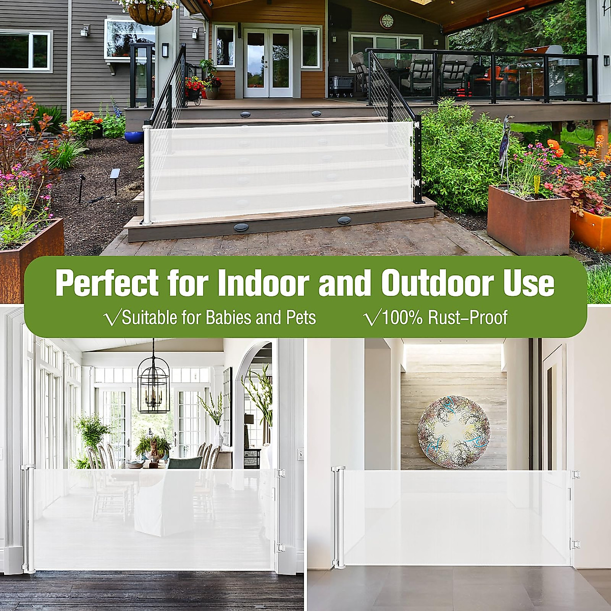 Extra Wide Baby Gate for Large Openings Retractable Baby Gates Indoor Outdoor Extra Long Baby Gate for Doorway Stair Gates for Kids or Pets Extra Large Dog Gate for Stairs