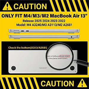IBENZER Compatible with M2 2023 2022 MacBook Air 13 inch case, Model A2681, Hard Shell Case & Keyboard Cover & Screen Film& Type-C Adapter for New M2 Mac Air 13.6 in, Crystal Clear, AT13-KK-CYCL+2TC
