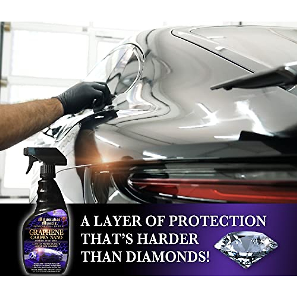 Milwaukee Muscle - 22oz Graphene Ceramic Coating Detail Spray Wax - The Best Protection Against Scratches, Swirls, Paint Chips, No Buff, 6 month Protection, Insane Shine, & Stronger than Car Wax.