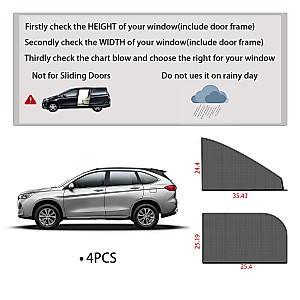 Ziciner Car Window Shade, 4 Pcs Auto Side Front Rear Window Sun Shades, Heat Block and UV Rays Protection, Breathable Mesh Privacy Protection Curtain, Universal Fit Most SUV (SUV Front&Back 4Pcs)