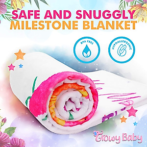GROWY BABY Milestone Blanket for Baby Girl Gifts - Nursery Decor Baby Monthly Milestone Blanket Girl - Newborn Baby Shower Flannel Fleece Girl Milestone Blanket - 60"x40"