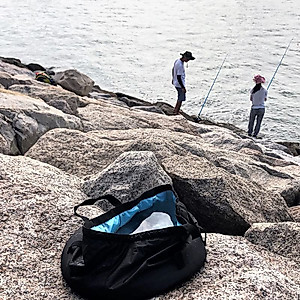 MasterTool - 12L Collapsible Bucket Camping Water Storage Container Portable Folding Foot Bath Tub Wash Basin for Traveling Hiking Fishing Boating Gardening, Light Blue