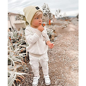 upeilxd Baby Winter Hat Soft Warm Knitted Beanie Hat with Cute Smile Face Beanie Cap for Toddler Boys Girls Beige